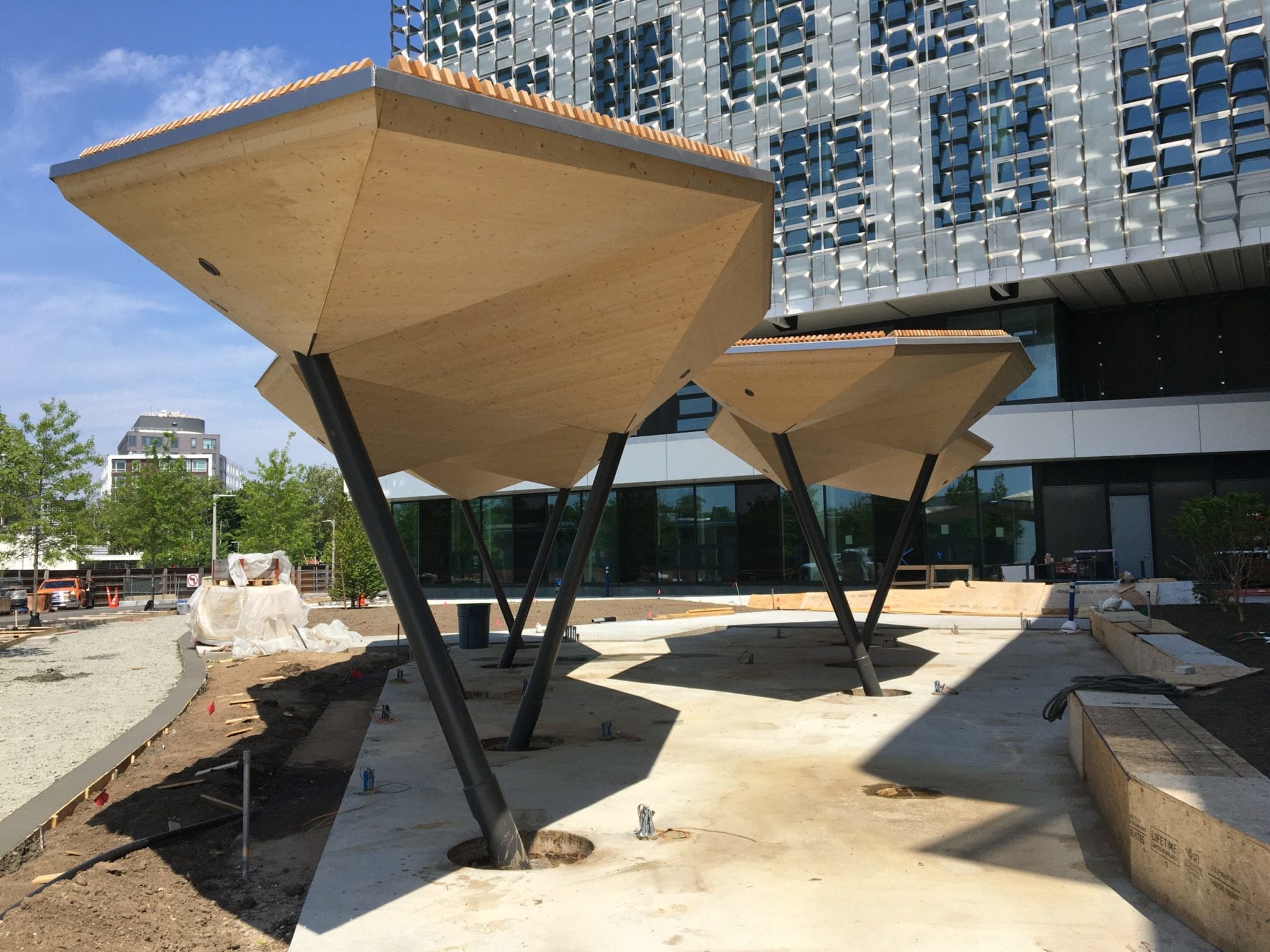 Construction for Harvard University bike canopy underway - Fast + Epp